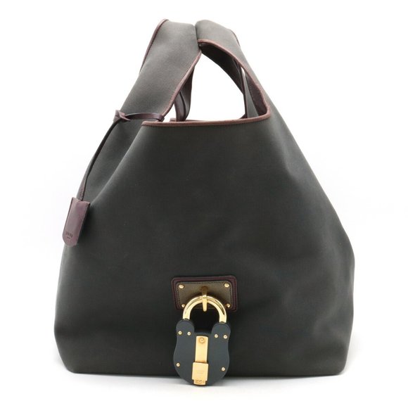 Loewe | Bags | Loewe Karie Gm Tote Bag Handbag Canvas Leather Gray ...